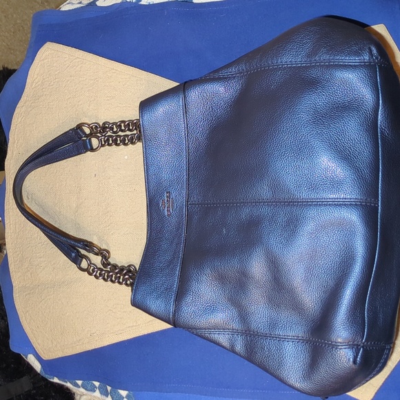 Coach | Bags | Authentic Coach Lexi Dark Blue Leather Shoulder Bag Now ...
